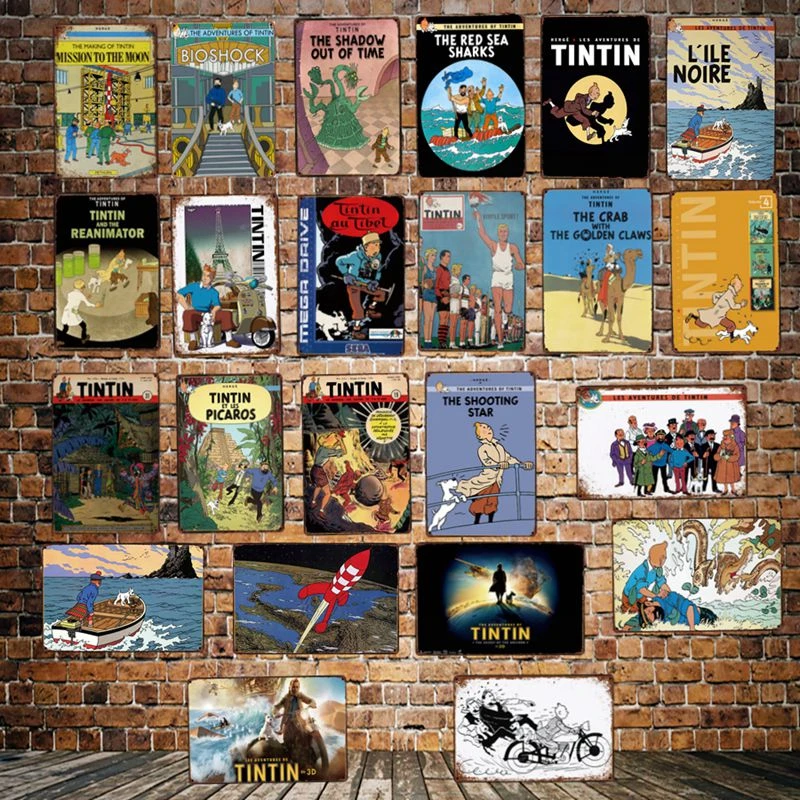 Adventures Tintin | Metal Tin Sign | Tintin Signs | Tintin Metal ...