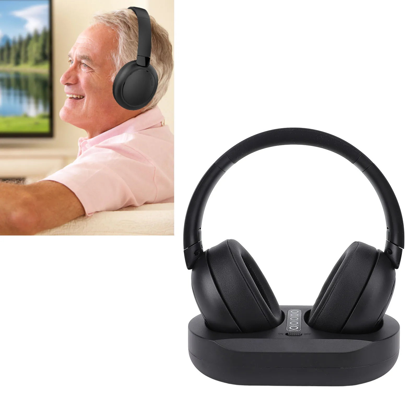 TV Headphone Wireless TV Headphone Battery Level Display 2.4G Bluetooth ...