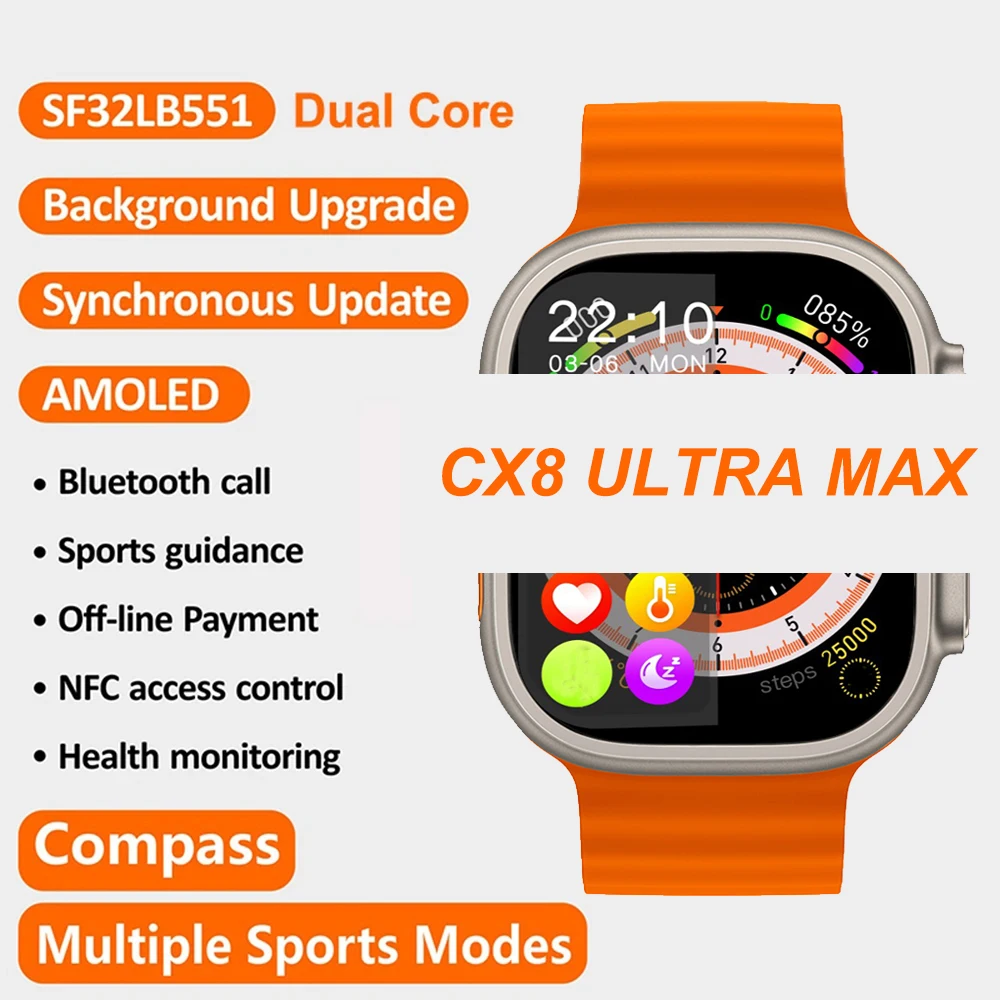 Reloj inteligente CX8 Ultra Max, dispositivo de 2023 pulgadas, AMOLED ...