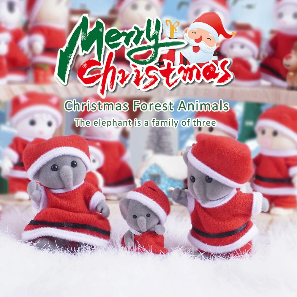 Christmas Forest Family Rabbit Animal Miniature Furniture Reindeer ...