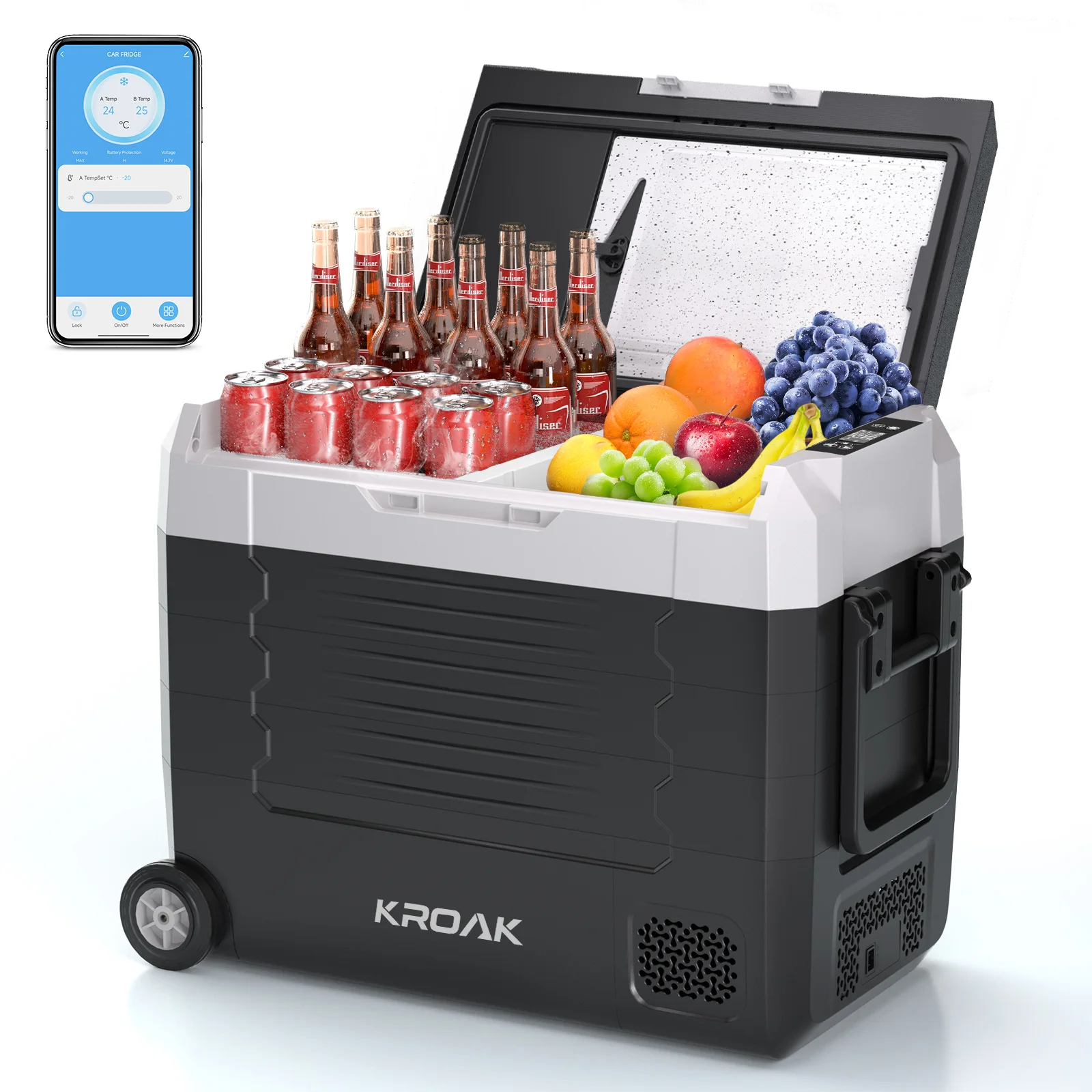 KROAK 35L 45L 55L Dual Zone Car Refrigerator Compressor Fridge Freezer ...