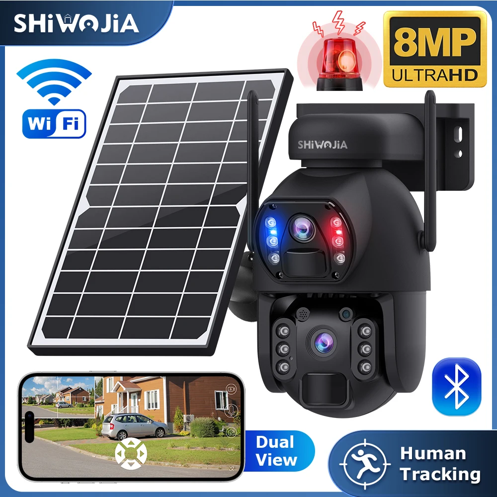 SHIWOJIA-4K-8MP-4G-LTE-Solar-Powered-Panel-Camera-Night-Vision-Dual ...