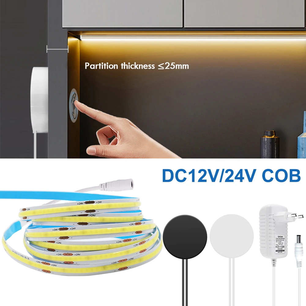 DC 12V 24V COB LED Strip Light With Dimmable Penetrable Wood Mirror ...