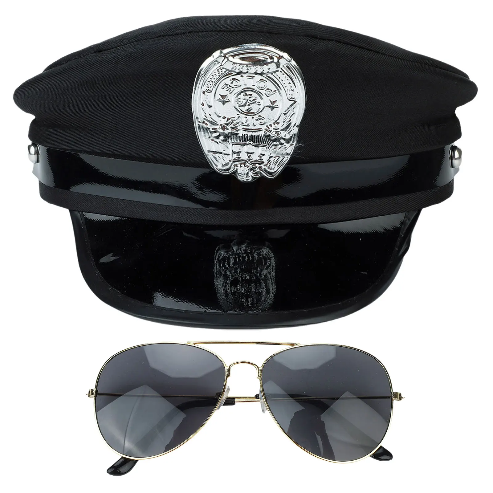 Police-Officer-Hat-Cap-Cosplay-Party-Hat-with-Frame-Glasses-Army ...