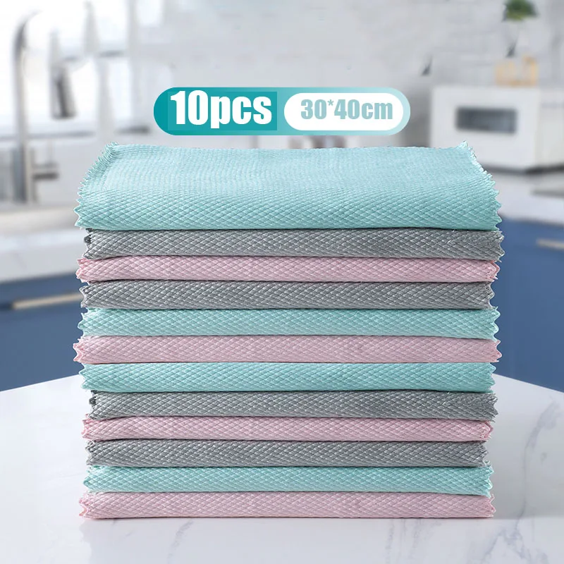 Fish scale rag kitchen special towel household dishcloth cleaning does ...