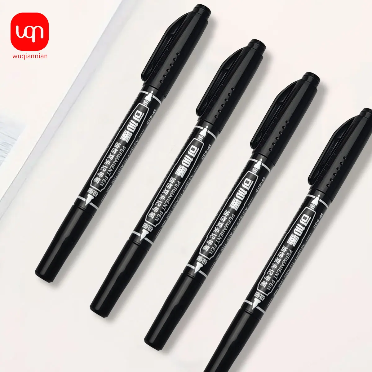 Double head permanent Art marker Pen Fine point waterproof oily black ...