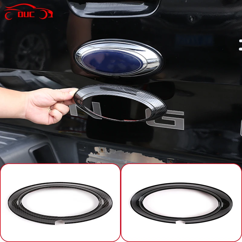 Carbon-Fiber-Gloss-Black-Car-Rear-Badge-Ring-Logo-Frame-Cover ...