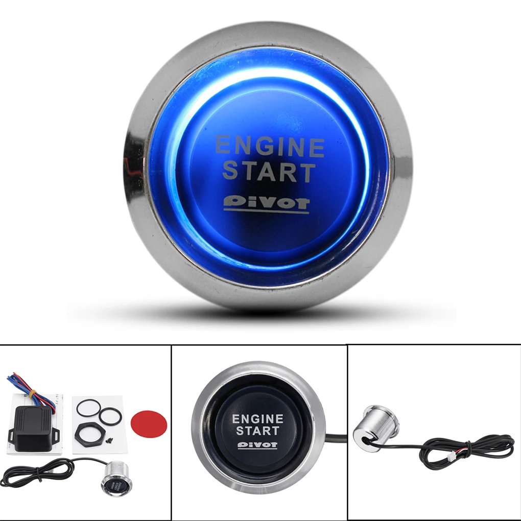 12V-Car-Engine-Start-Push-Button-Plastic-Ignition-Switch-Blue-Light ...