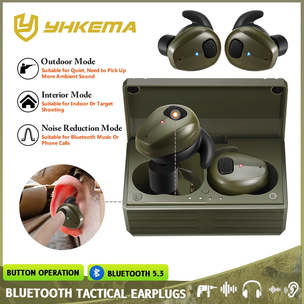 YHKEMA Tactical Bluetooth Earplugs Electronic Shooting Noise-Proof ...