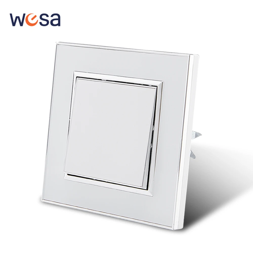 WESA White Mirror Acrylic Wall Switch Flame retardant Panel 1 Gang 1 ...