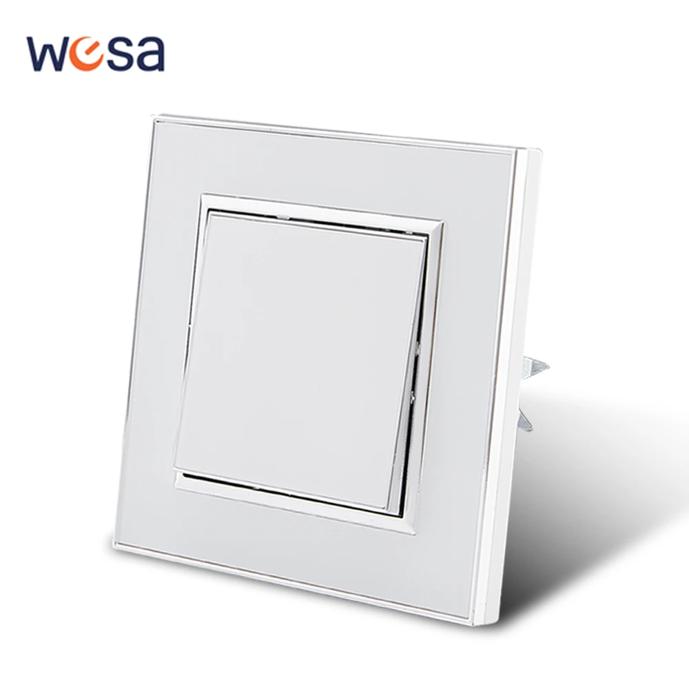 WESA White Mirror Acrylic Wall Switch Flame retardant Panel 1 Gang 1 ...