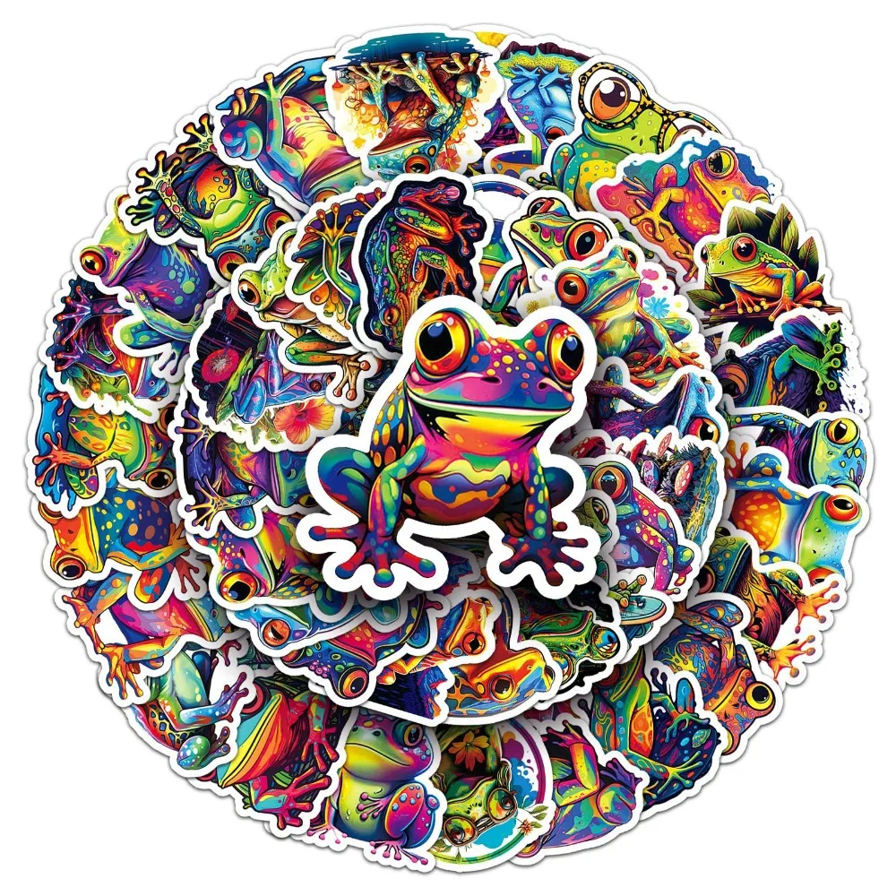 50PC Anime Colorful Psychedelic Frog Graffiti Stickers Aesthetics DIY ...