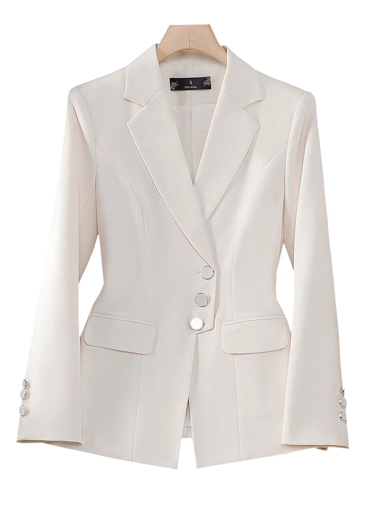 Fashion Ladies Formal Blazer Women Long Sleeve Apricot Pink Blue Solid ...