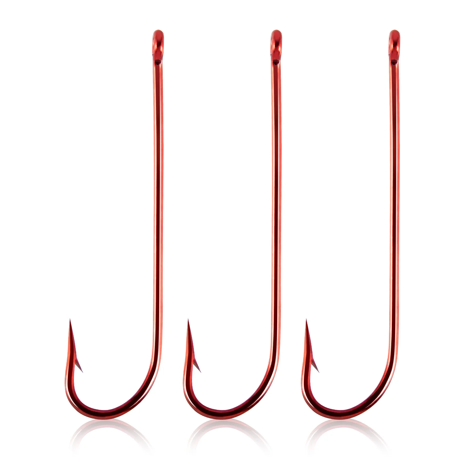 50/100pcs Aberdeen Hook Extra Long Shank Hook Red Fishing Hooks Offset ...