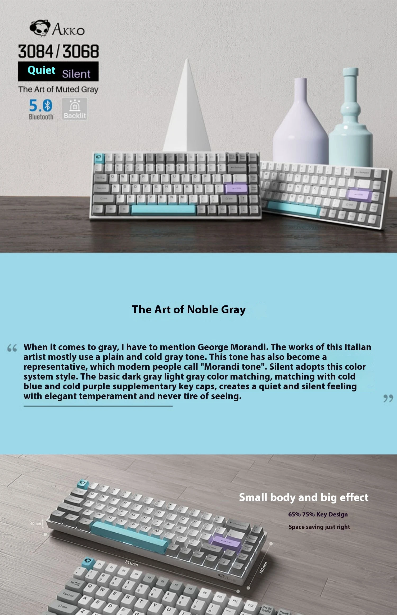 Akko Quiet 3068 68-Key Cherry Axis Mechanical Keyboard