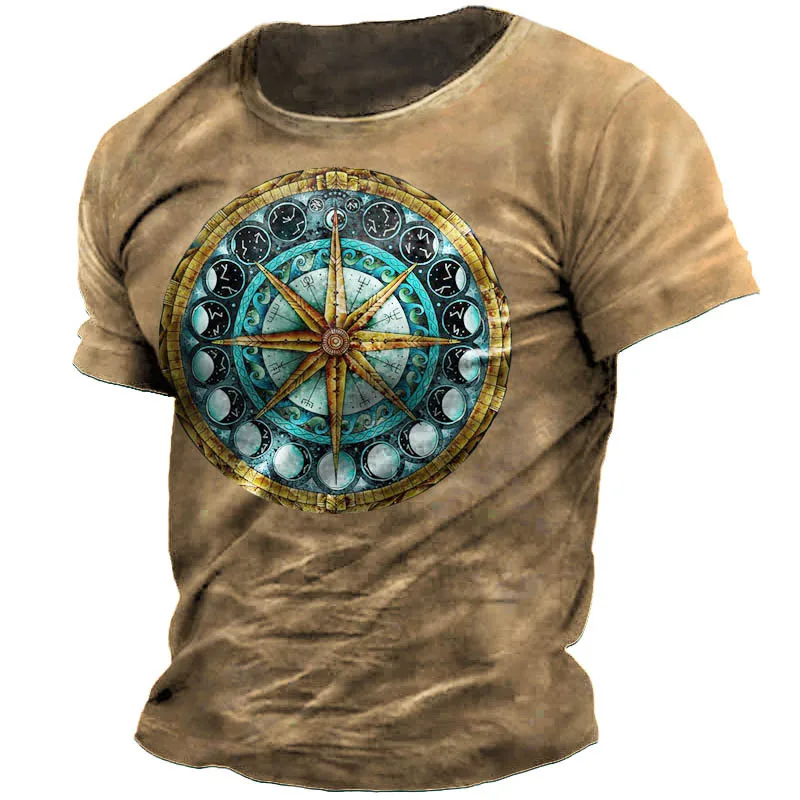 Vintage-Compass-T-Shirt-For-Men-3d-Navigation-Printed-T-Shirts-Street ...