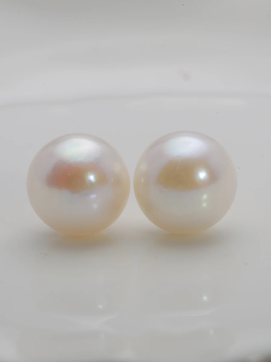 Jane jewelry Ultra large natural freshwater pearl stud 12 13mm 13 14mm strong light flawless 925 ...