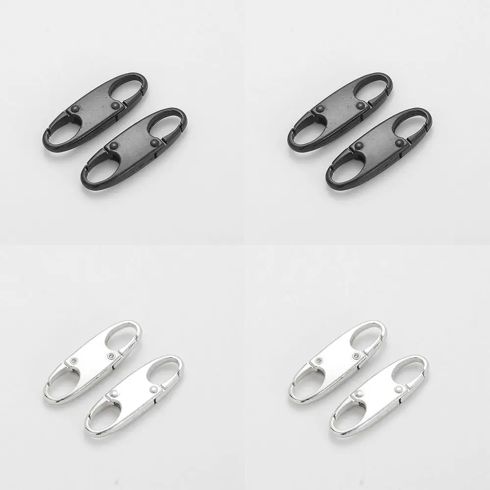 8-Pcs-Silver-Zipper-Lock-Clip-New-Detachable-Black-Carabiner-Clip-Metal ...
