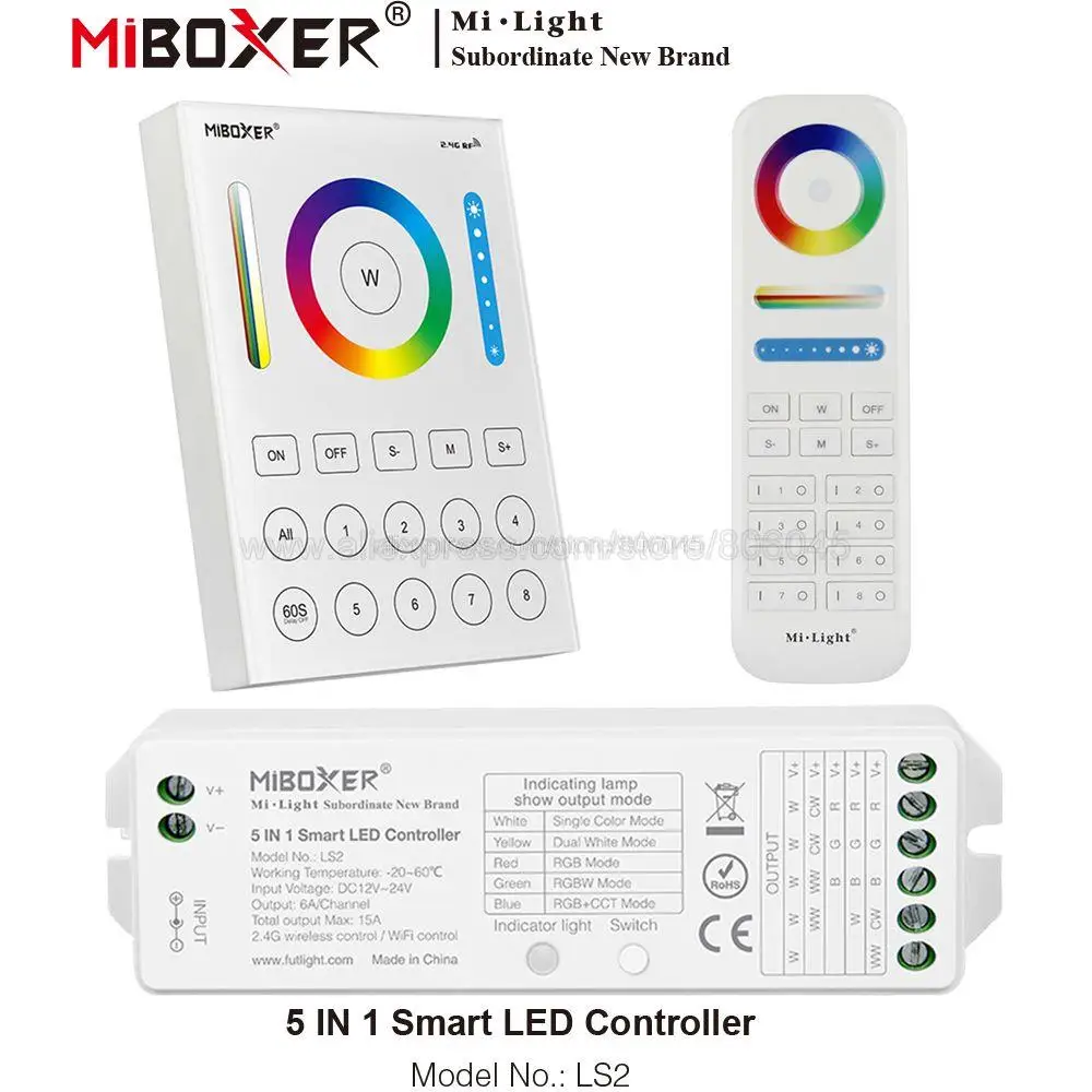 MIBOXER LS2 5 IN 1 Smart LED Strip Controller 2.4Hz Remote & Smartphone ...
