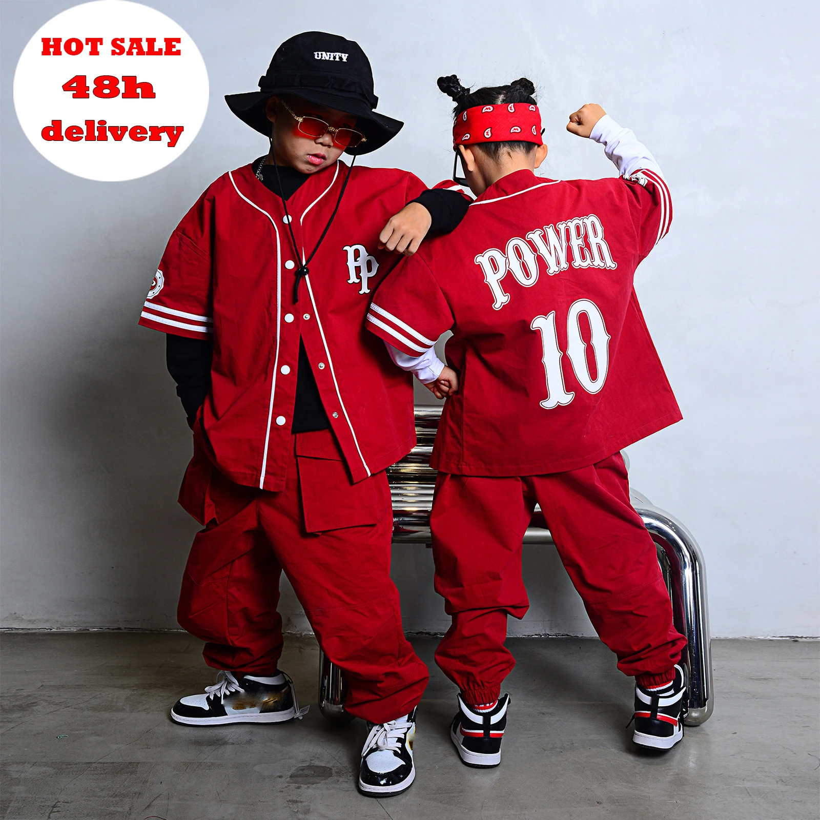 Hip-Hop-Dance-Clothes-For-Kids-Red-Outfits-Jazz-Street-Dance-Wear ...