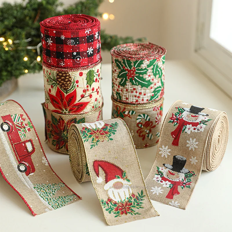 Crafts Imitation Hemp Ribbon, Iron Wire Edge, Linen Ribbon, Christmas ...