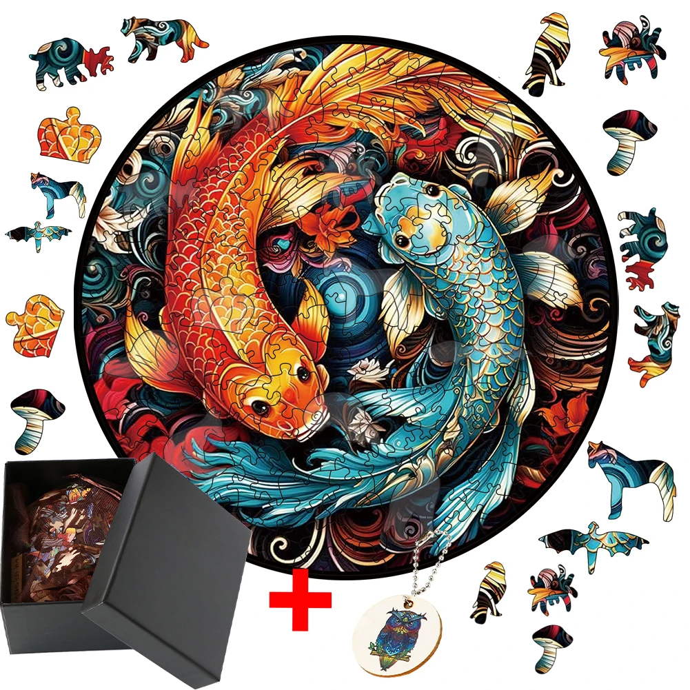 Koi-CarpWooden-Jigsaw-Puzzle-DIY-Crafts-Animal-Wooden-Puzzles-For-Kids ...