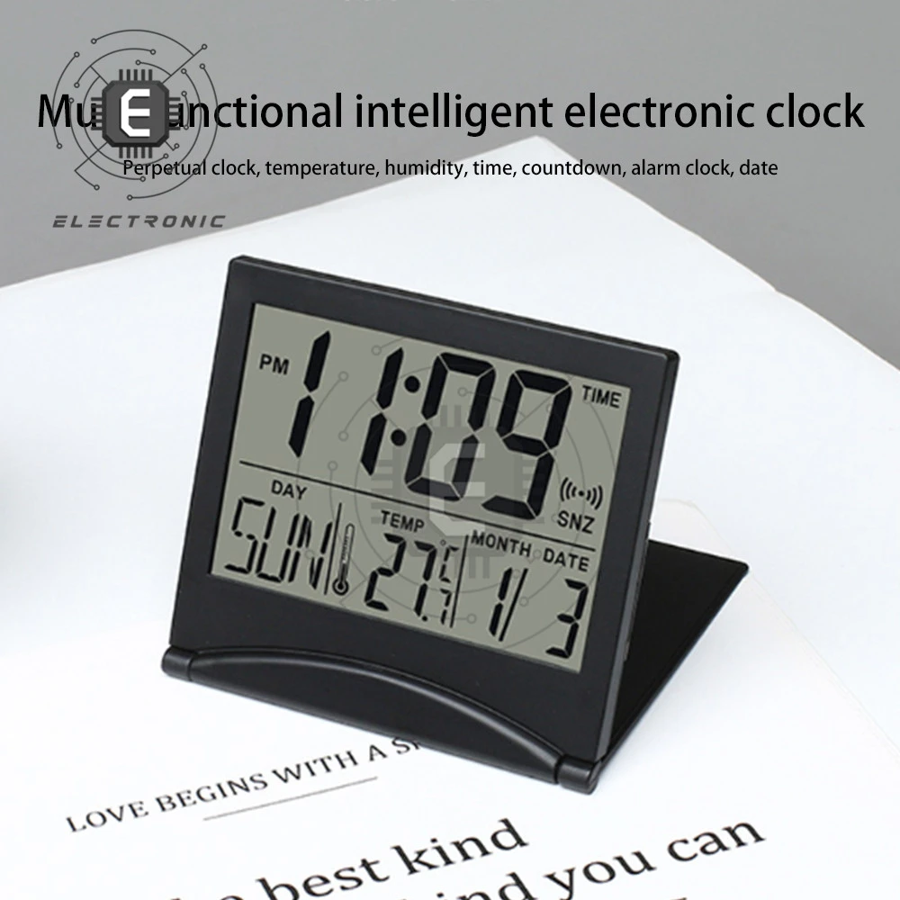 Clock Desktop Electronic Calendar | Alarm Clock Digital Travel - Small ...