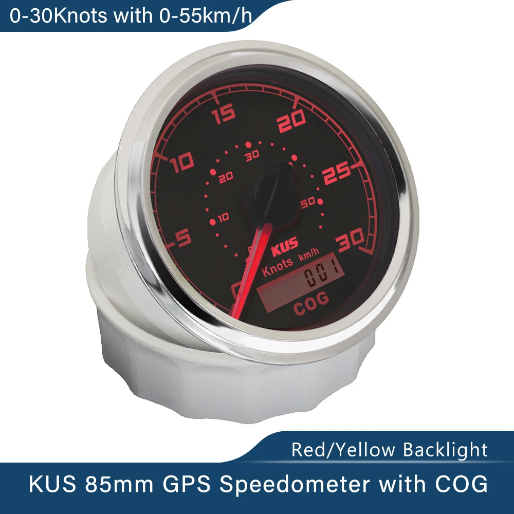 KUS New 3 3/8" Waterproof Marine Boat Vessels GPS Speedometer 30Knots ...