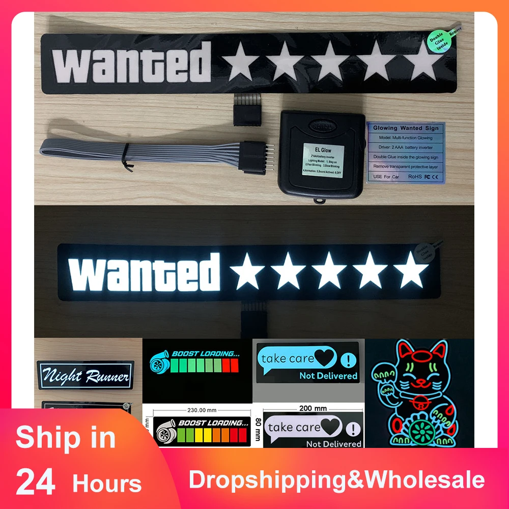 Wanted-5-Star-JDM-Car-Windshield-Glow-Panel-Electric-Marker-Lamp-Blue ...