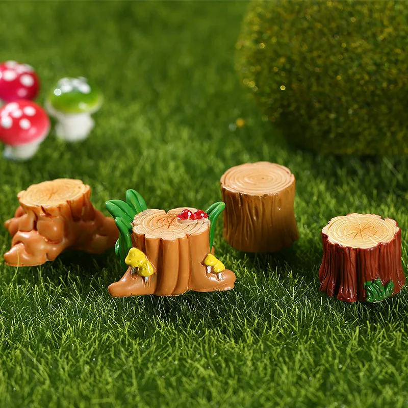 Mini-Tree-Stump-Miniature-Figurine-House-Resin-Statue-Micro-Landscape ...