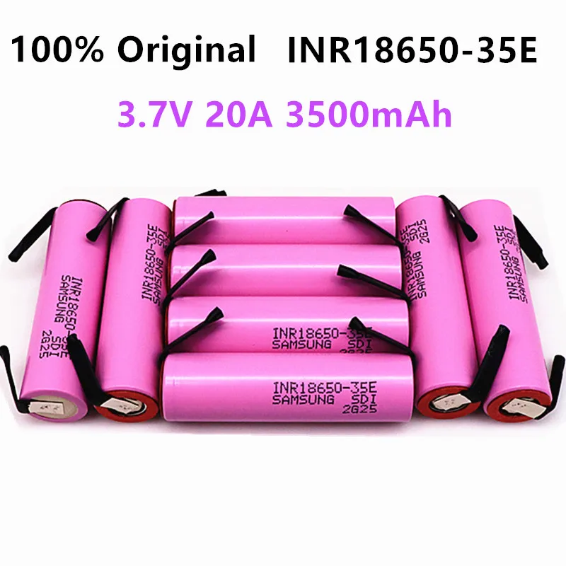 100% 정품 한국산 18650, 3500mAh, 20A 방전 INR18650 35E, 3.7v 18650 배터리, 3.7v ...