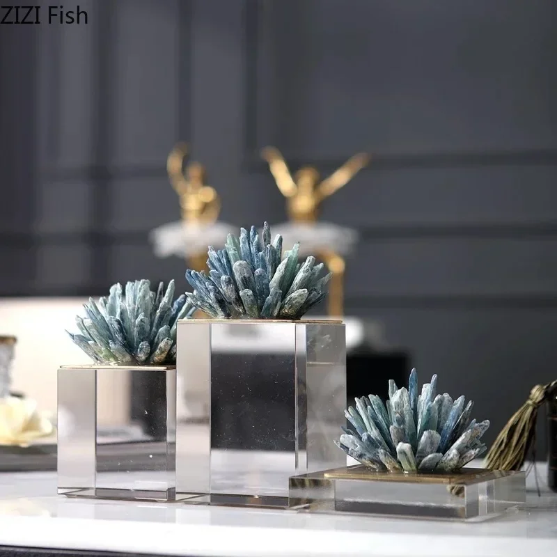 Transparent Square Crystal Crafts Sculpture Modern Design Ornaments ...