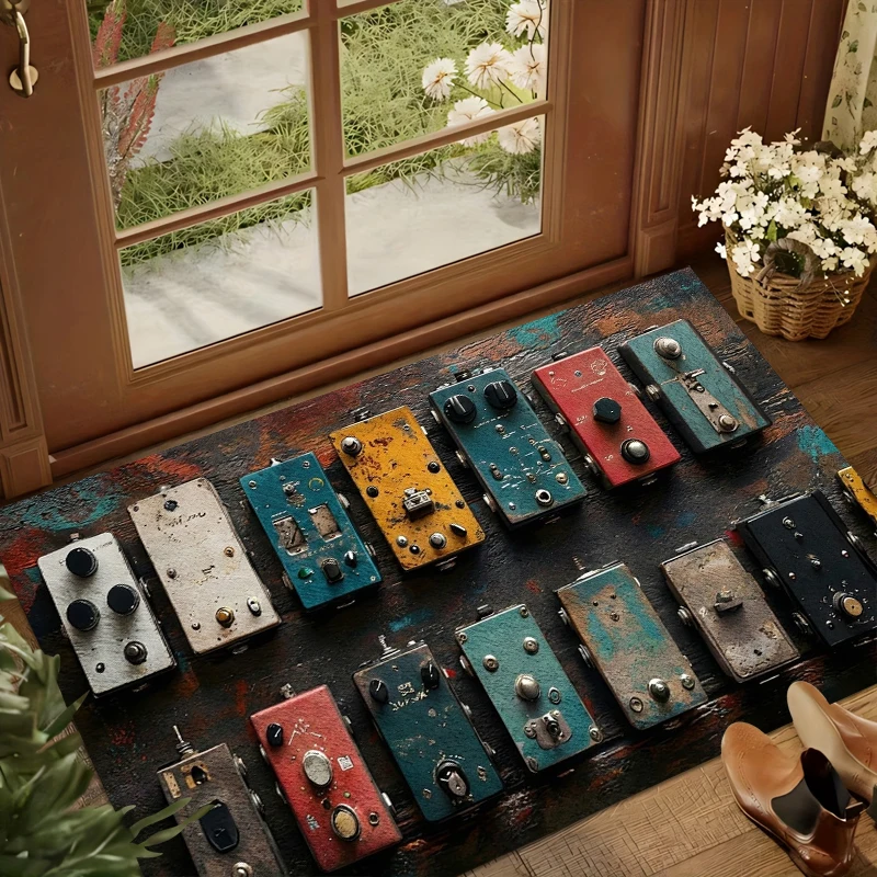 Vintage Guitar Effect Pedal Area Rug Non Slip Wear Soft Washable ...