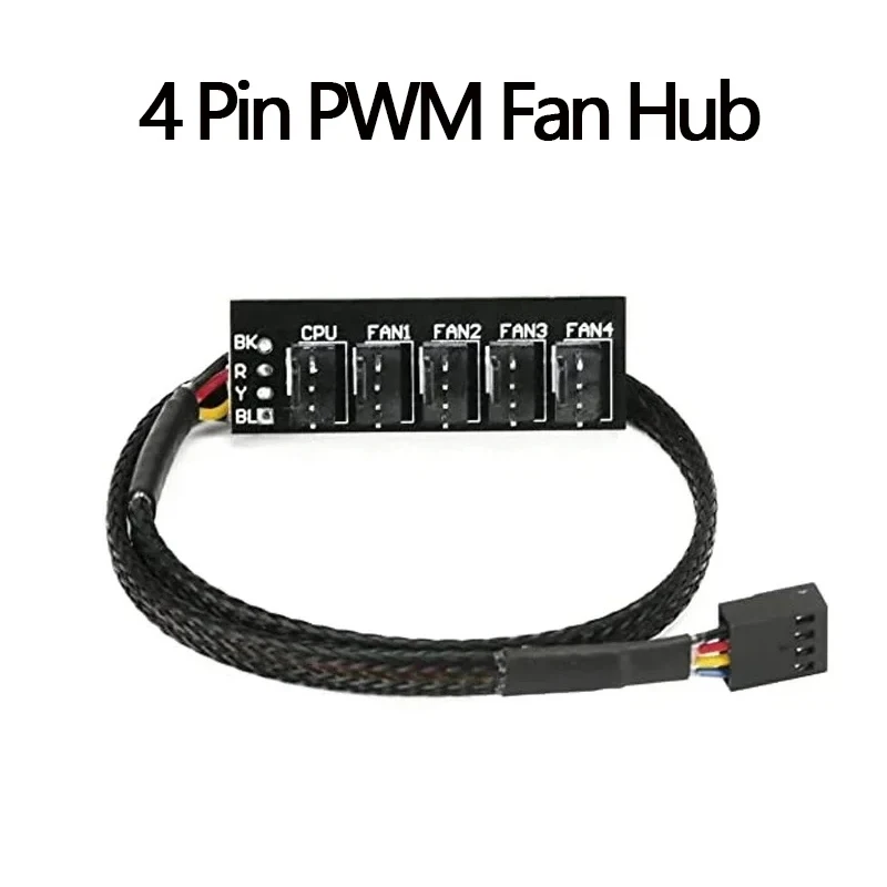 4-3PIN-PWM-Fan-Hub-CPU-Cooling-Fan-Power-Cable-Hub-Adapter-Sleeved-Case ...