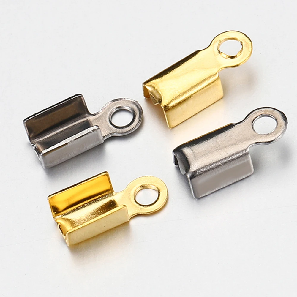 50pcs-Stainless-Steel-Crimp-End-Caps-String-Ribbon-Leather-Fold-Clip ...