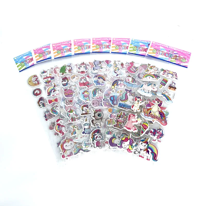 8-Sheets-Pack-Cartoon-Unicorn-3D-Puffy-Stickers-for-Kids-Reward ...