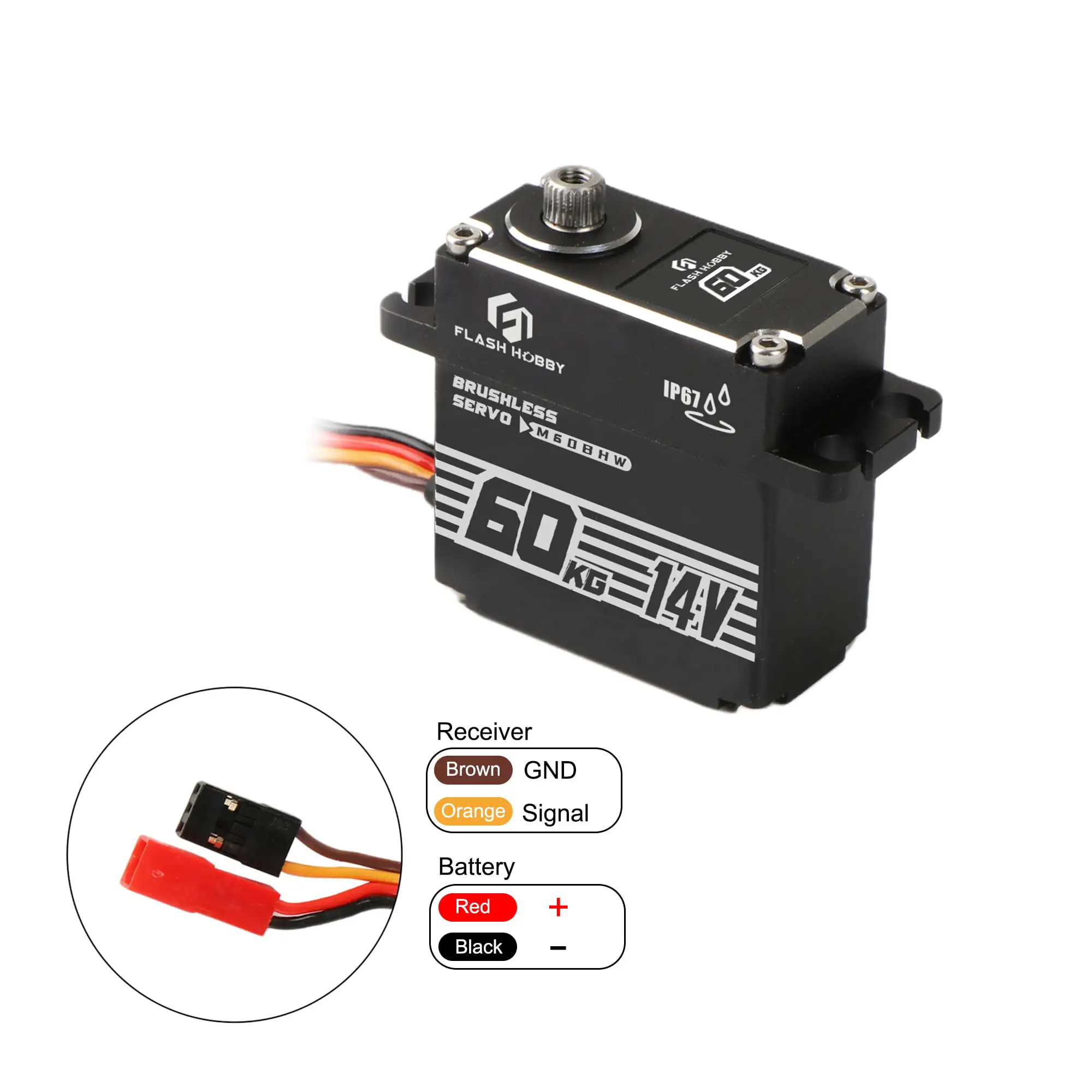 FLASH-HOBBY-60kg-Waterproof-Digital-Brushless-Servo-14V-HV-High-Torque ...