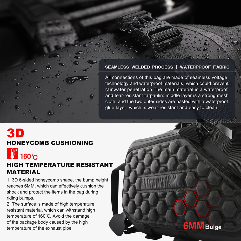 Rhinowalk MT1428 Motorcycle Bag 28L Waterproof Pannier Saddle Bags