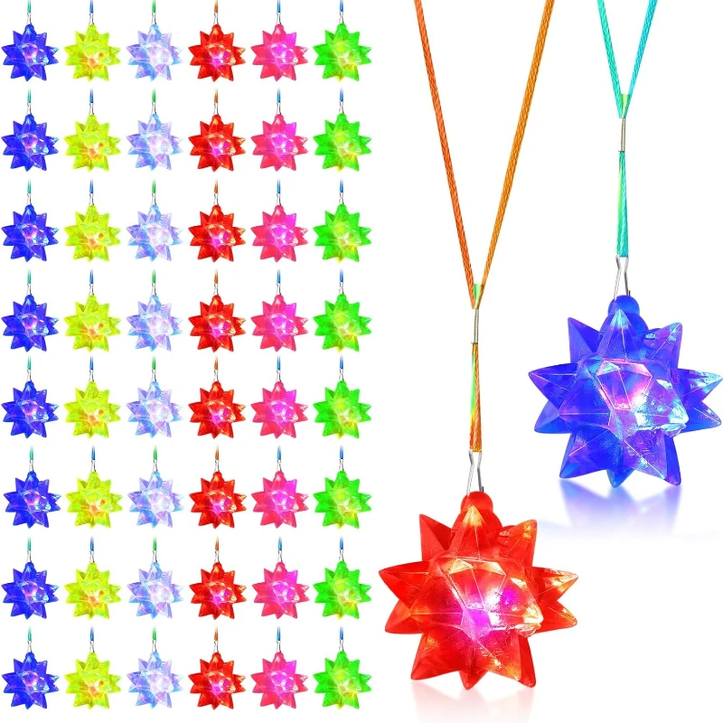10pcs-Flashing-Crystal-Star-Necklaces-LED-Luminous-Spiky-Star-Ball ...