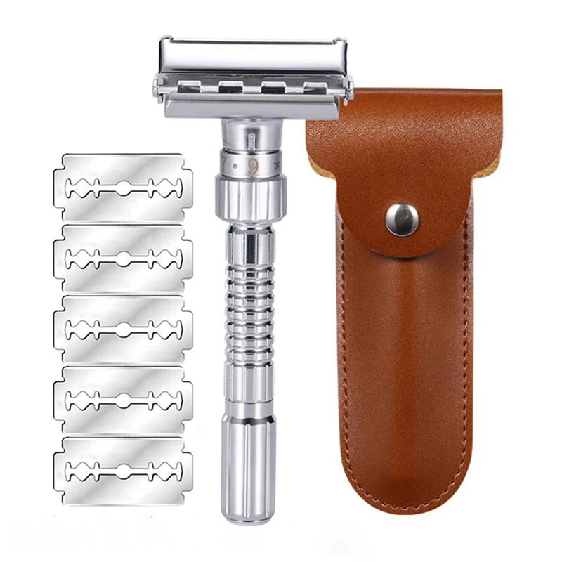 Adjustable-Double-Edge-Safety-Razor-Classic-Men-Shaving-Zinc-Alloy ...