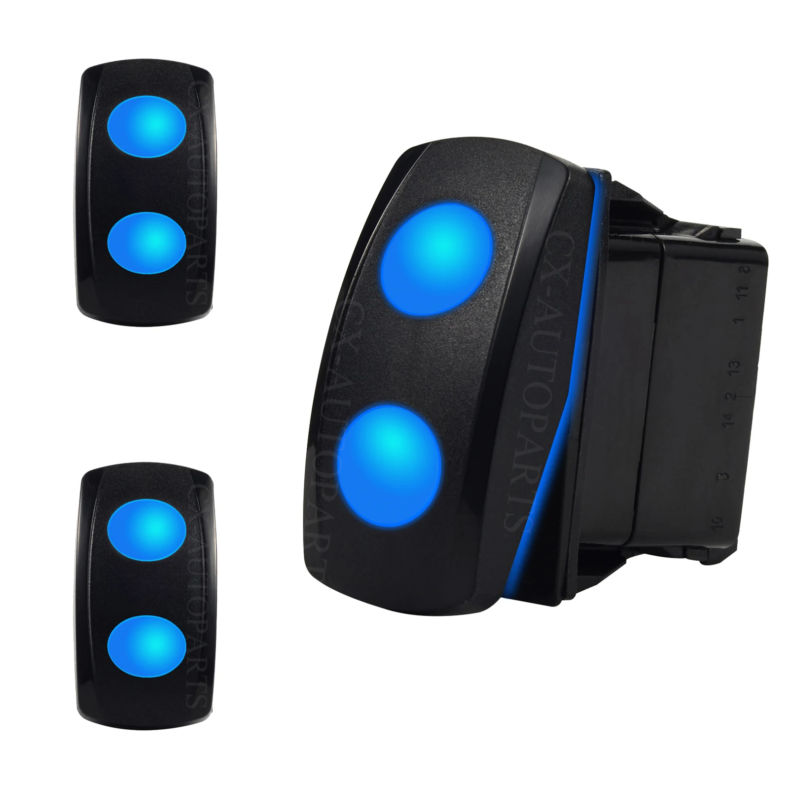 12/24V Universal Rocker Switch DPDT ON-ON-ON 3-Position Dual Blue LED 8 ...