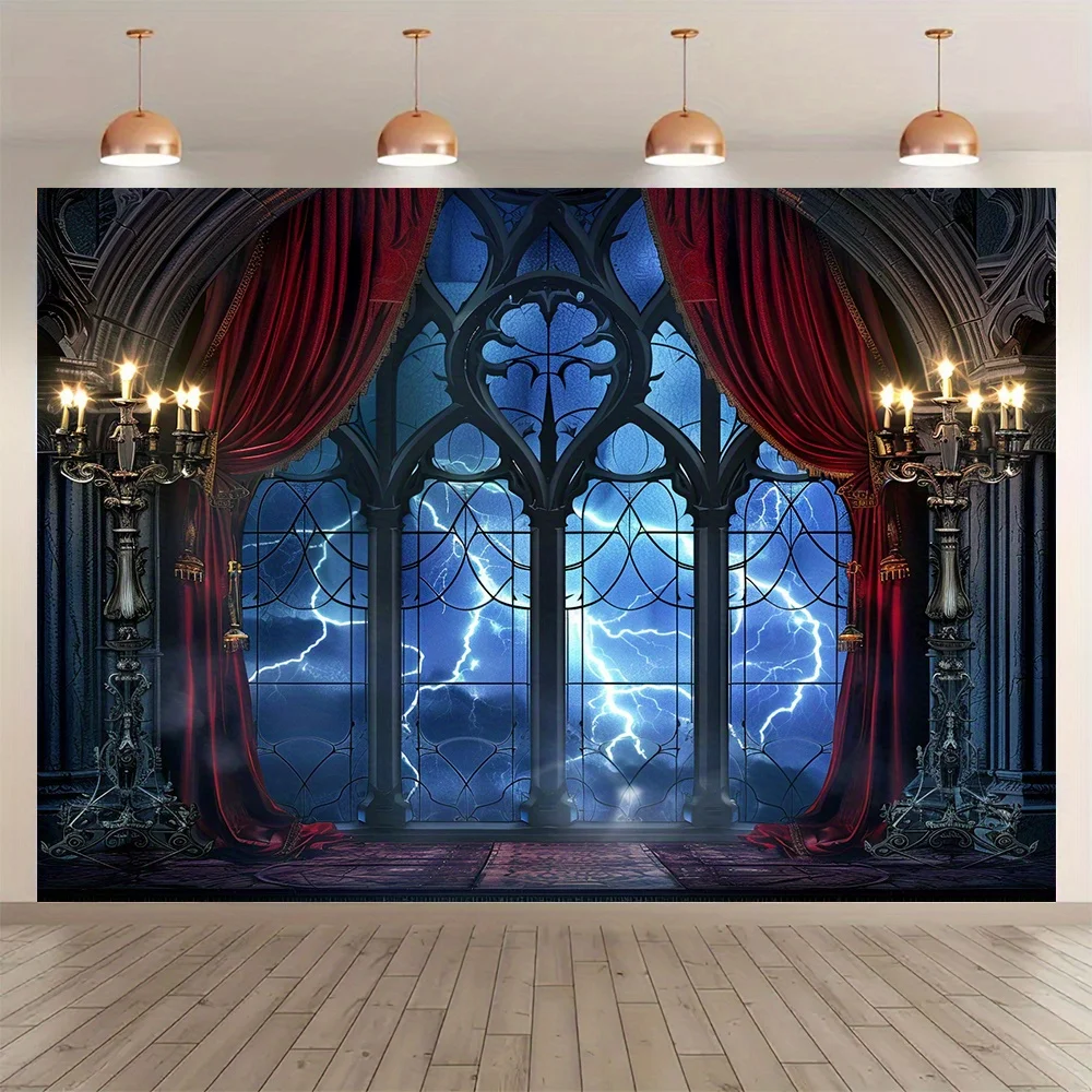 Gothic vampire medieval castle moon bat background cloth, Halloween ...