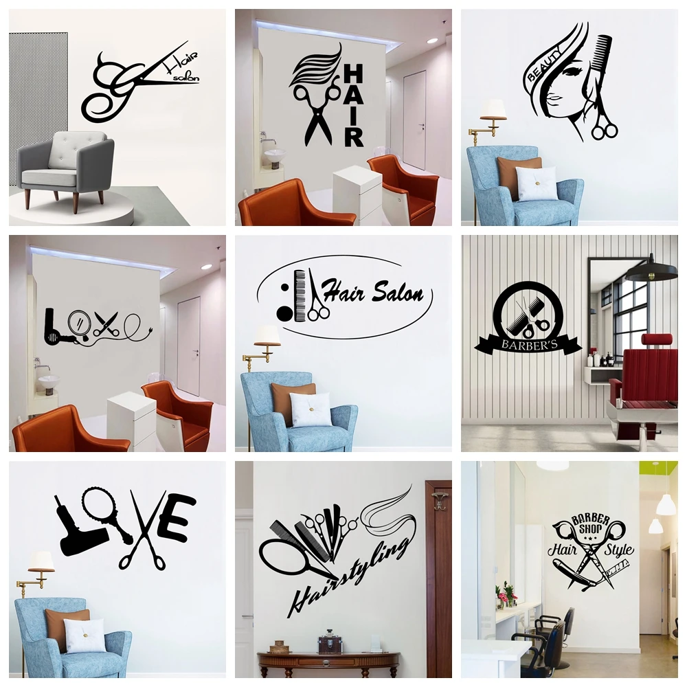 1pc Diy Cartoon Barber Tools Home Decor Wall Stickers For Kids Rooms ...