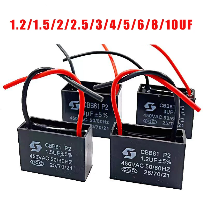 AC Fan Run Capacitor 1.2uF To 12uF CBB61 AC Fan Motor Capacitor ...