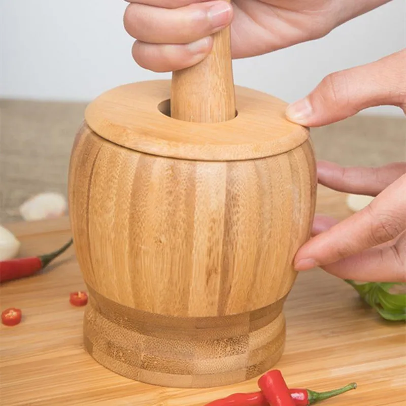 460ml-Large-Capacity-Wooden-Garlic-Press-Spice-Grinder-Manual-Mashed ...