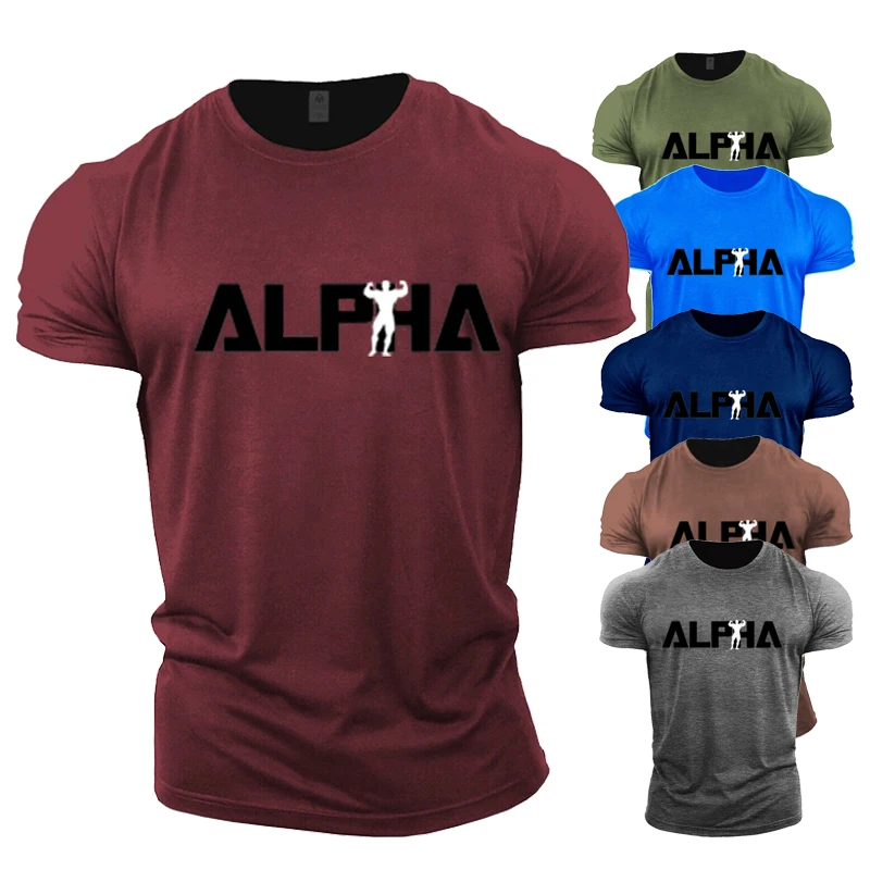 Roupas-Alpha-Gym-para-homens-camiseta-de-algod-o-designer-gr-fico ...