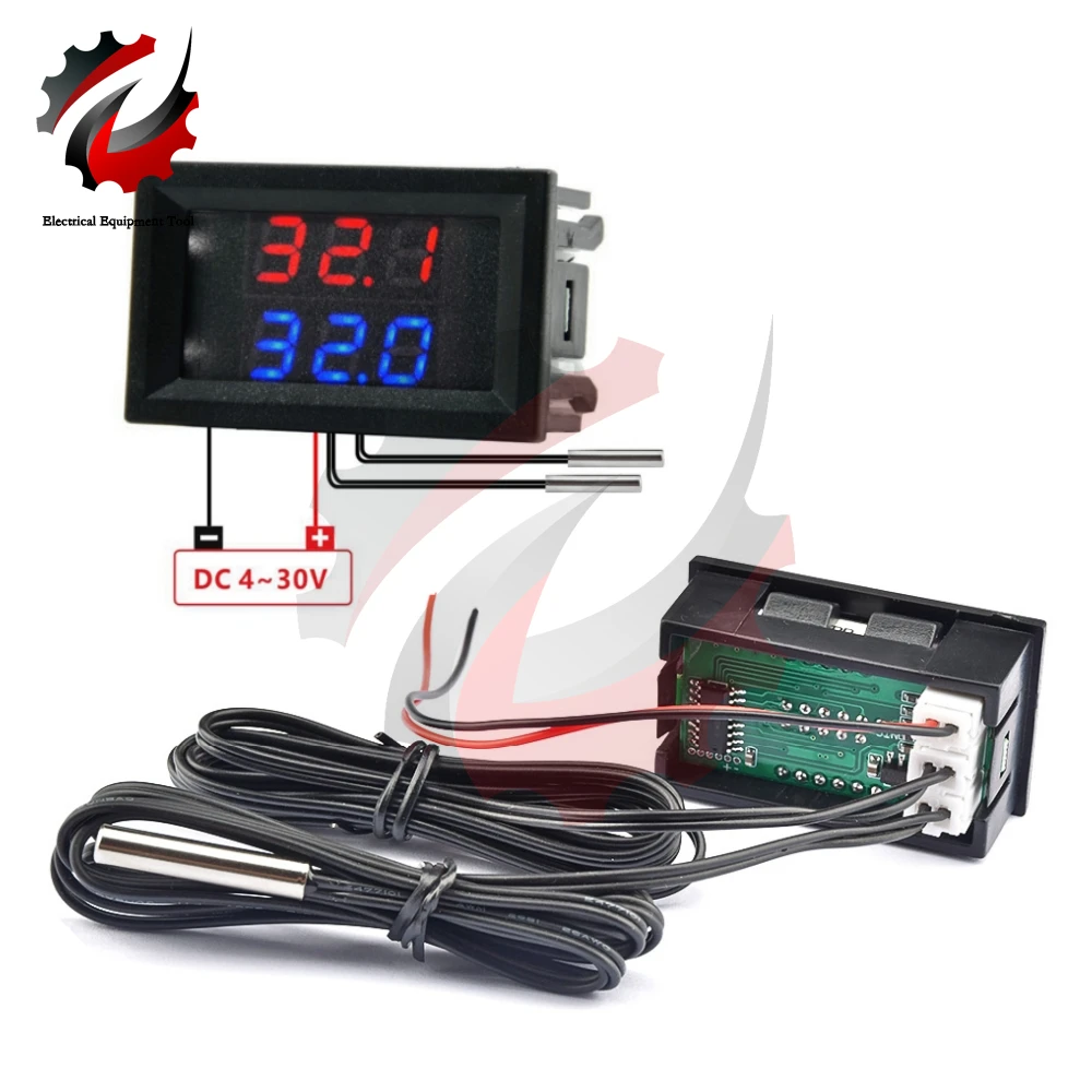 DC 4-28V LED Display Dual Red Blue Digital Temperature Sensor ...