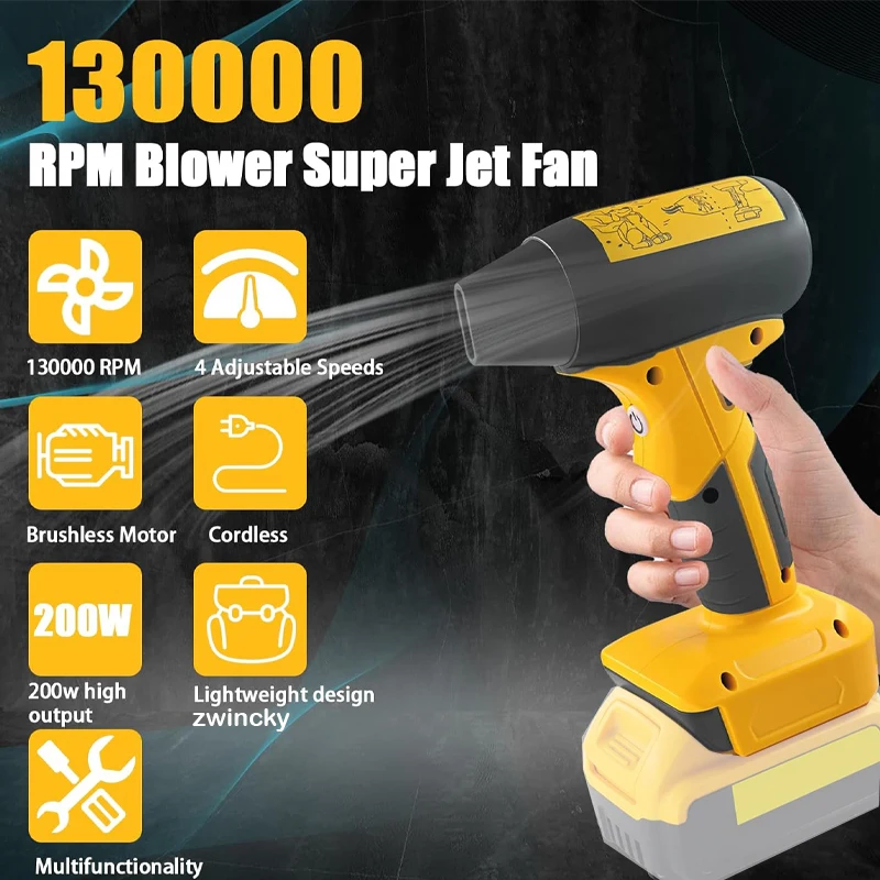 For-Dewalt-18-20V-Battery-Blower-Fan-130000RPM-Cordless-Blower-Portable ...
