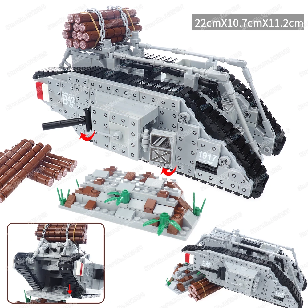 Military WW1 U.K. Mark Type Iv Tank Building Block Assembled Weapons ...
