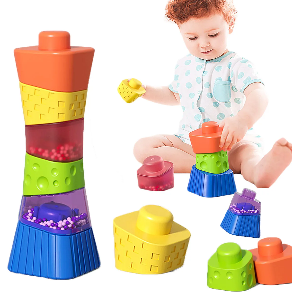 Montessori-Irregular-Block-Toys-Baby-Building-Curved-Stacking-Toy-for ...